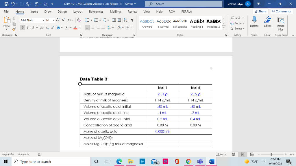 Solved Search Jenkins, Mya JM х Insert Review View Help RCM | Chegg.com