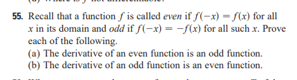 Solved 55. Recall that a function f is called even if | Chegg.com