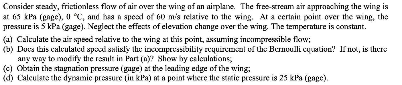 Solved Consider steady, frictionless flow of air over the | Chegg.com