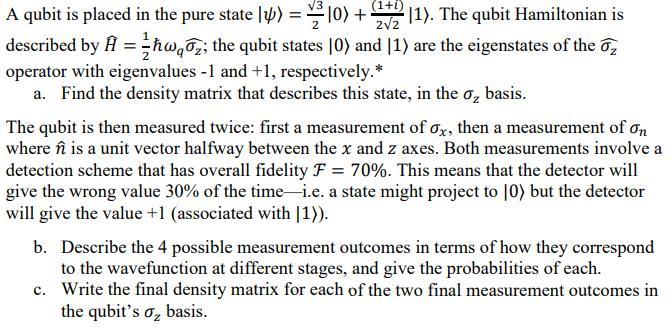 A qubit is placed in the pure state | Chegg.com