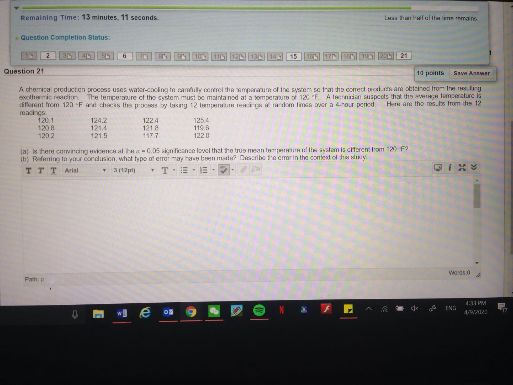 Solved Remaining Time: 13 minutes, 11 seconds. Less than | Chegg.com