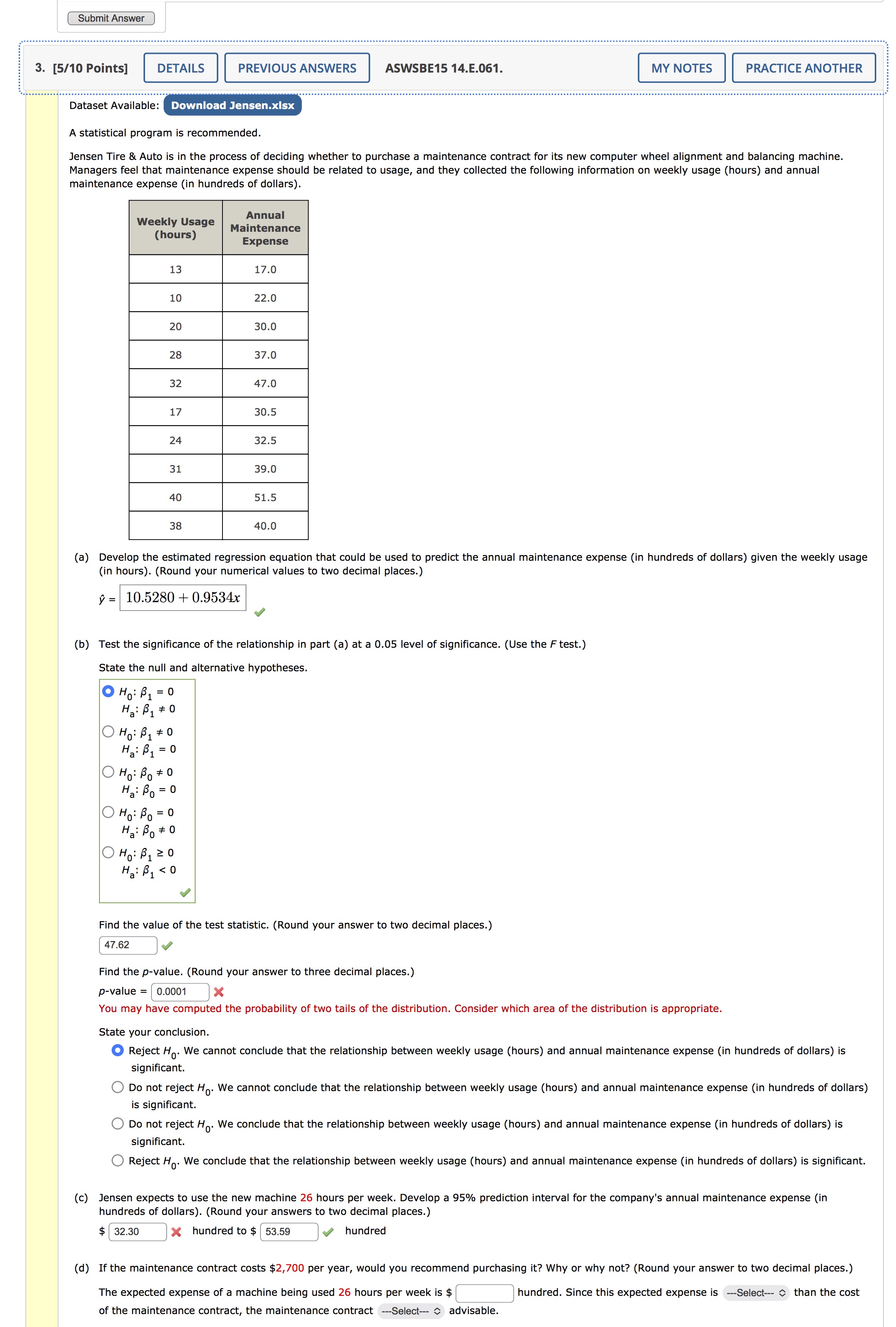Solved Dataset Available: A statistical program is | Chegg.com