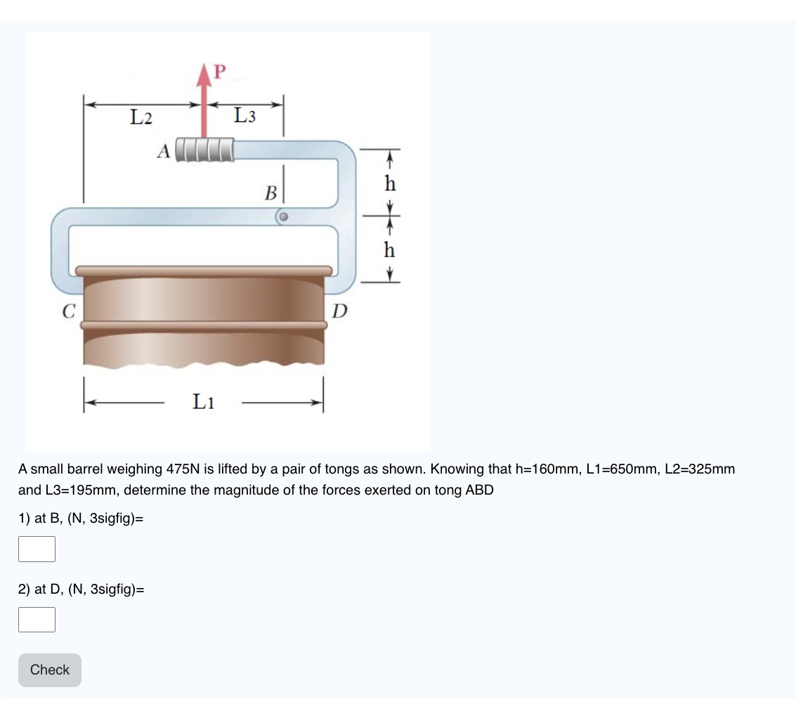 Solved A small barrel weighing \\( 475 \\mathrm{~N} \\) is | Chegg.com