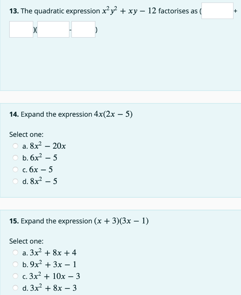 Solved 7. The quadratic expression x2 + 2x + 1 factorises as | Chegg.com