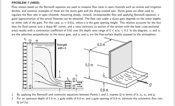 Solved PROBLEM 7 (MEB) Flow meters based on the Bernoulli | Chegg.com