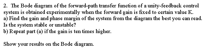 Solved 2. The Bode diagram of the forward-path transfer | Chegg.com