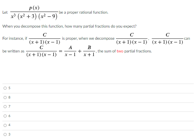 Solved p(x) Let - be a proper rational function. *] (x2 +3) | Chegg.com