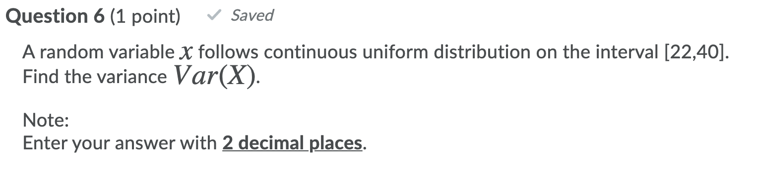 Solved Question 6 (1 point) Saved A random variable x | Chegg.com