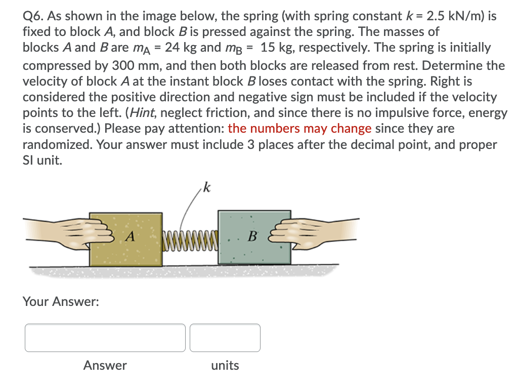 Solved Q6. As shown in the image below, the spring (with | Chegg.com