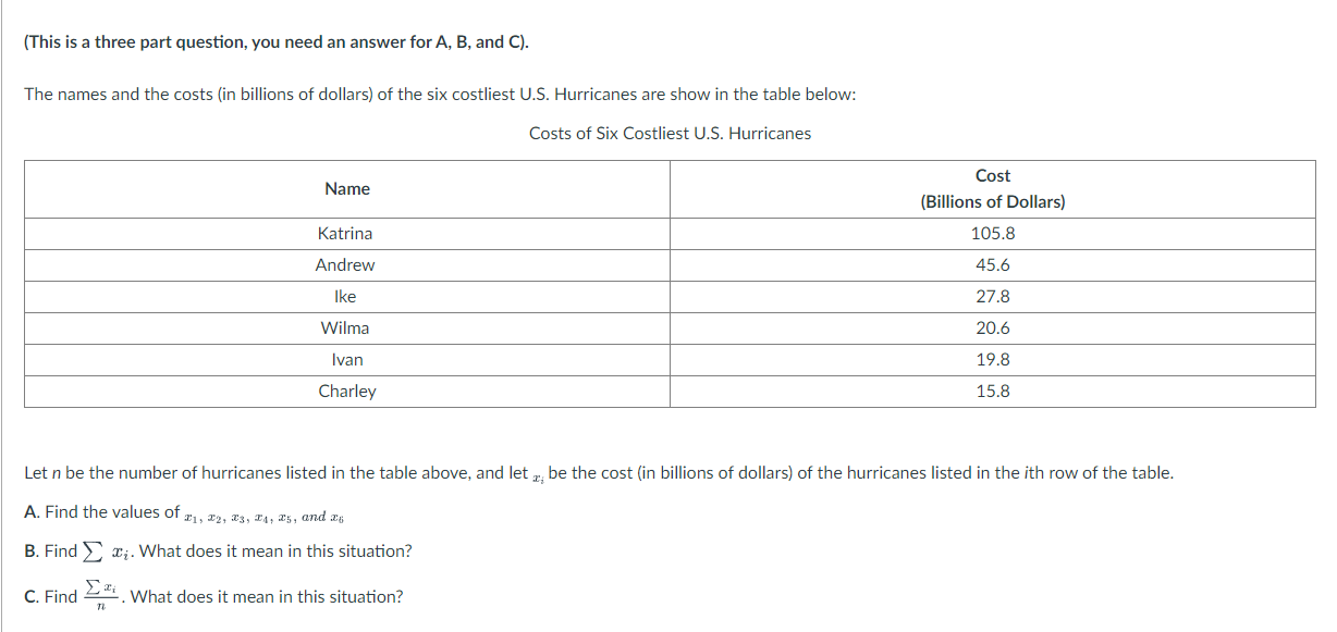Solved (This is a three part question, you need an answer | Chegg.com