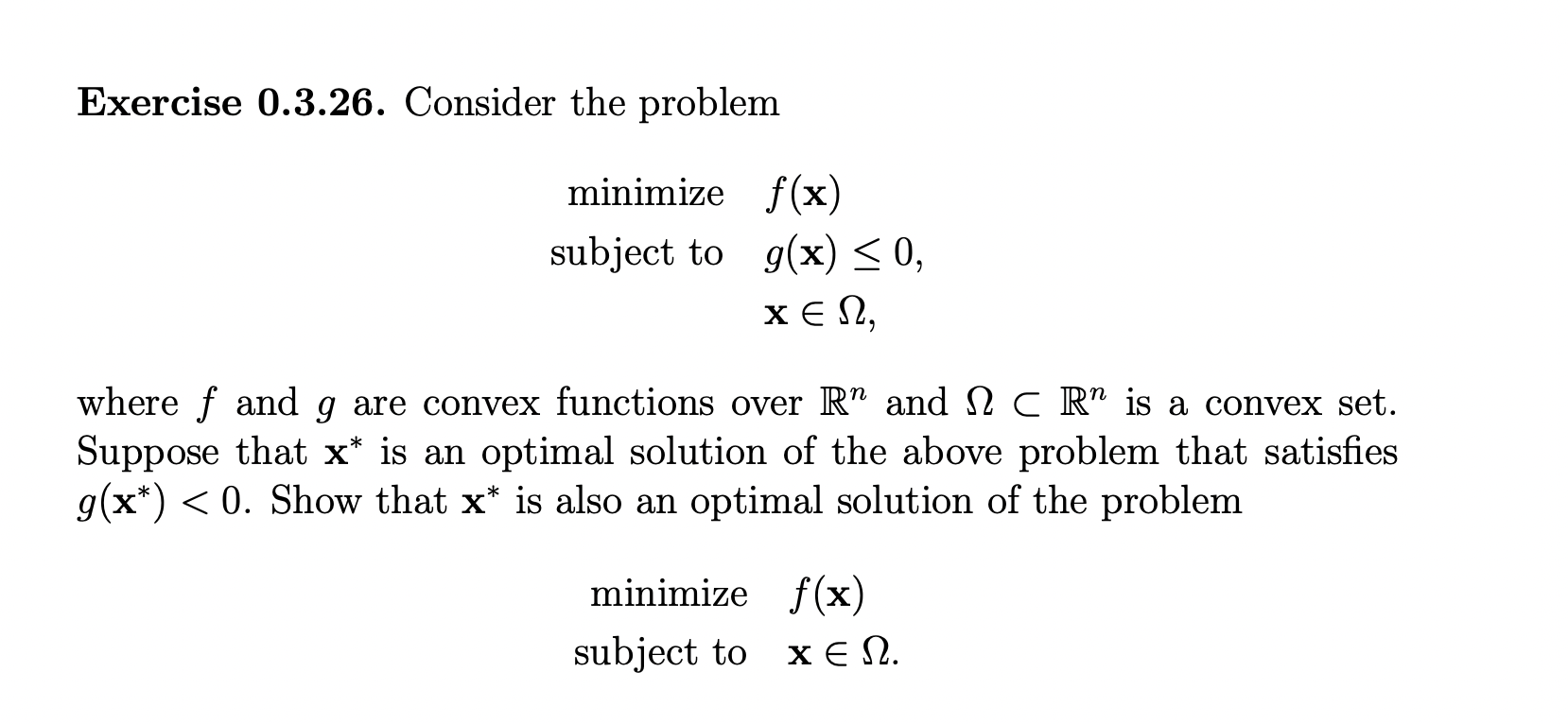 Solved Exercise 0.3.26. Consider the problem minimize f(x) | Chegg.com