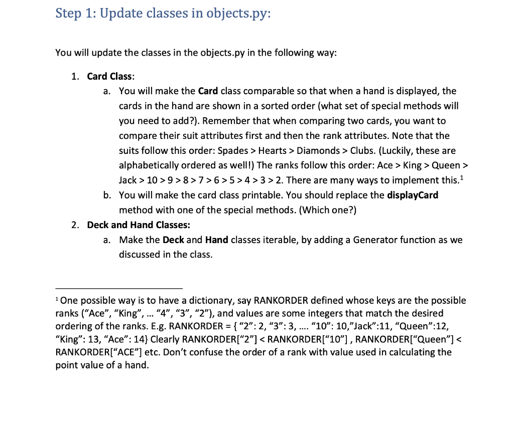 Solved Step 1: Update classes in objects.py: You will update | Chegg.com