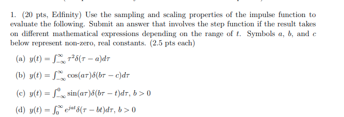 Solved 1. (20 pts, Edfinity) Use the sampling and scaling | Chegg.com