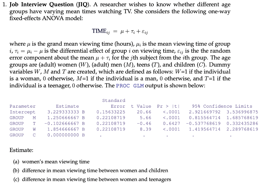 Solved Job Interview Question (JIQ). A researcher wishes to | Chegg.com