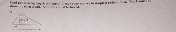 Solved Find the missing length indicated. Leave your answer | Chegg.com