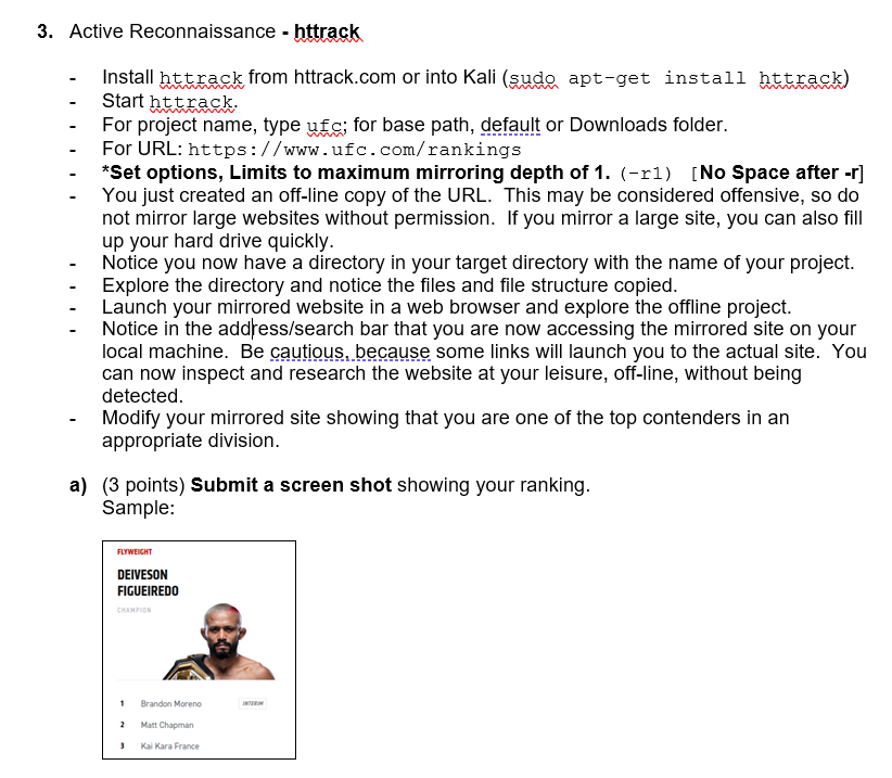 3. Active Reconnaissance - httrack - Install httrack | Chegg.com