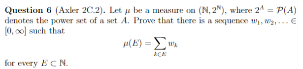 Solved Question 6 (Axler 2C.2). Let μ be a measure on | Chegg.com