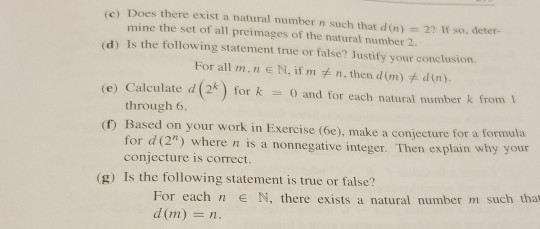 Solved 6. The number of divisors function. Let d be the | Chegg.com