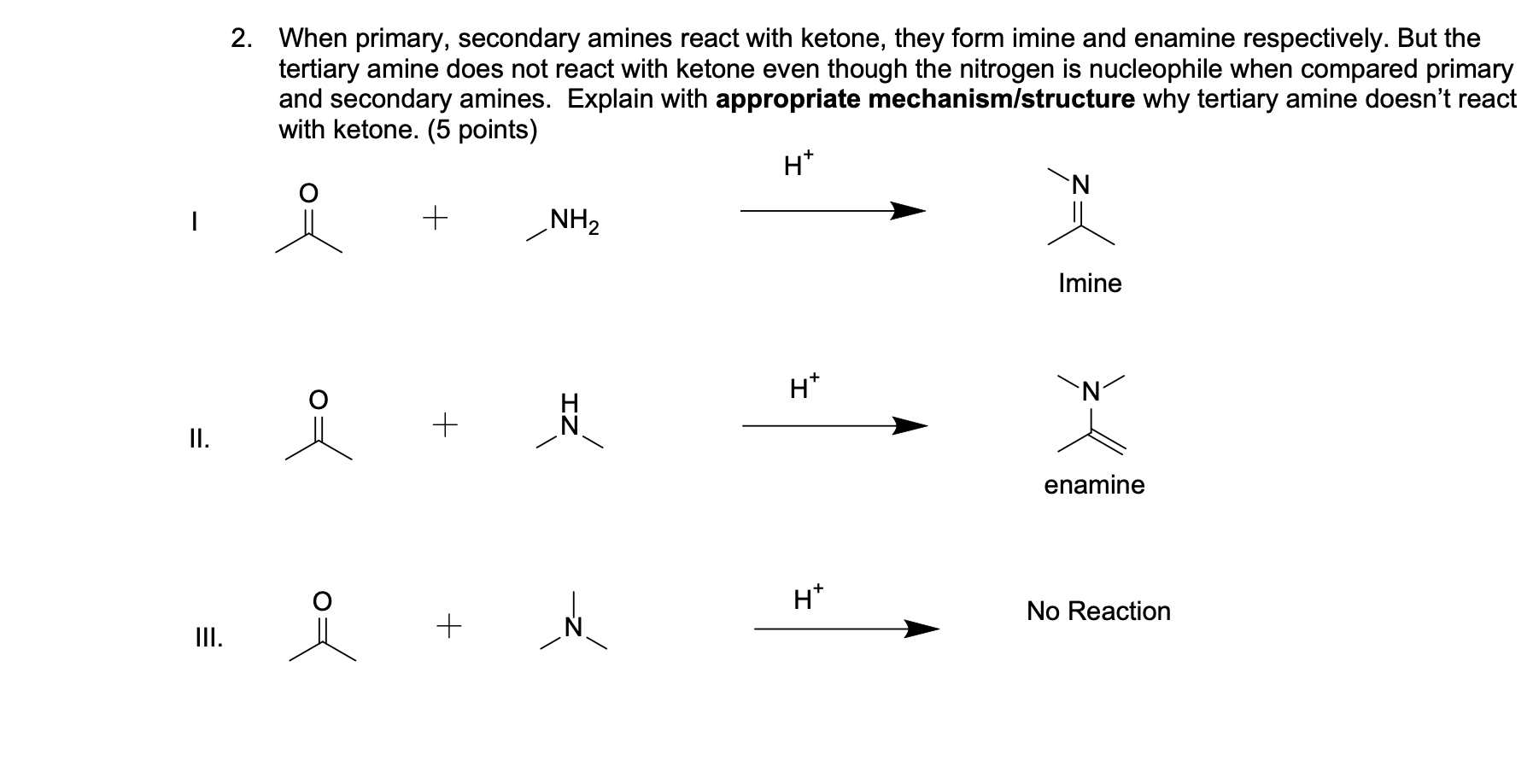 Solved 2. When primary, secondary amines react with ketone, | Chegg.com