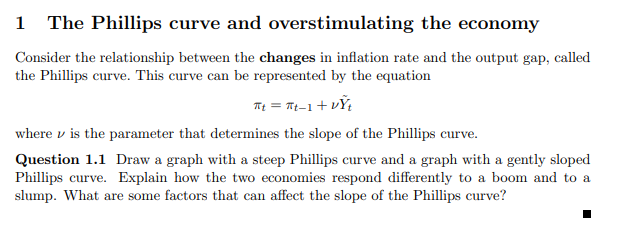 Solved 1 The Phillips curve and overstimulating the economy | Chegg.com