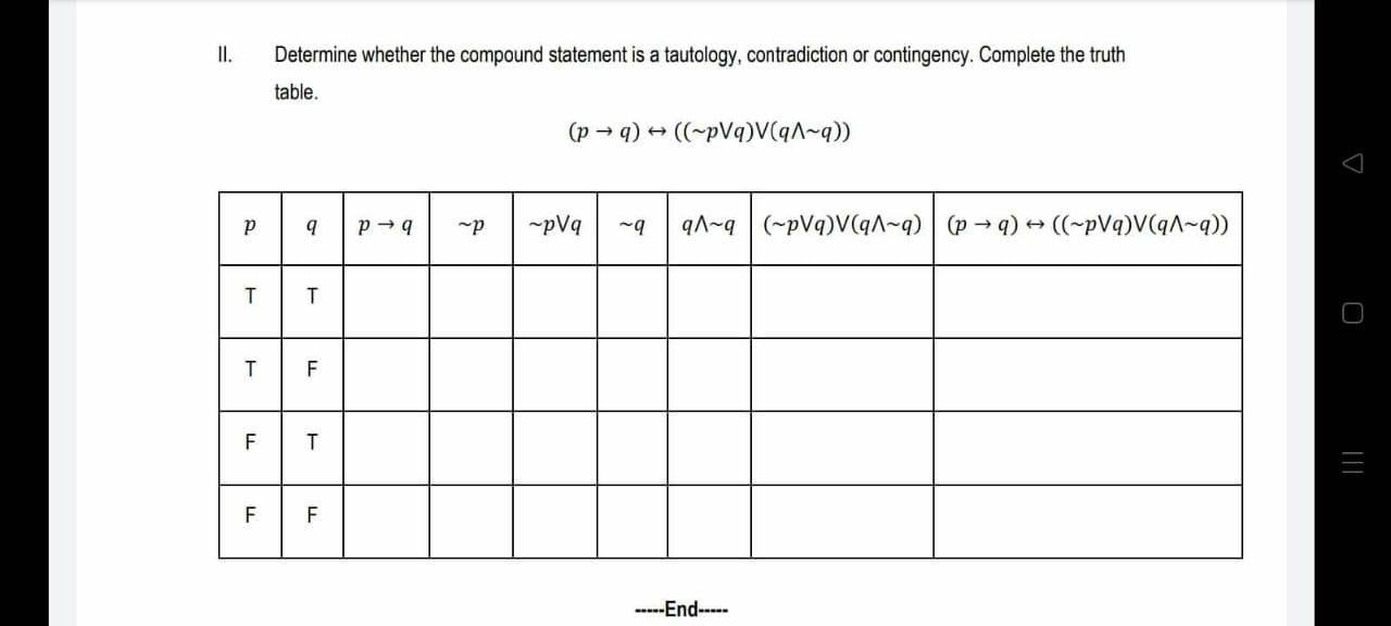 Solved II. Determine whether the compound statement is a | Chegg.com