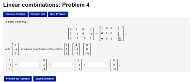Solved Linear combinations: Problem 4 Previous Pro Pro No | Chegg.com