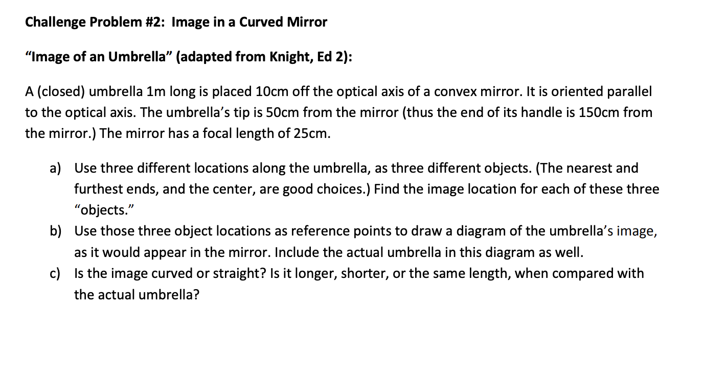 Solved Challenge Problem #2: Image in a Curved Mirror "Image | Chegg.com