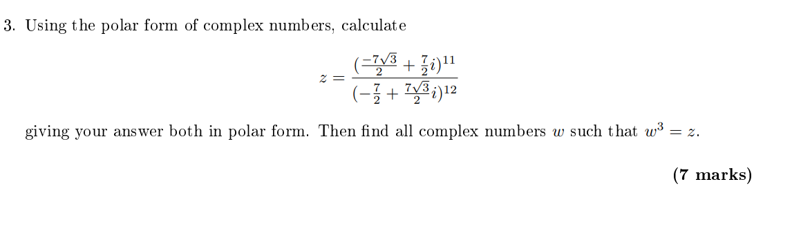 Solved 3. Using the polar form of complex numbers, calculate | Chegg.com