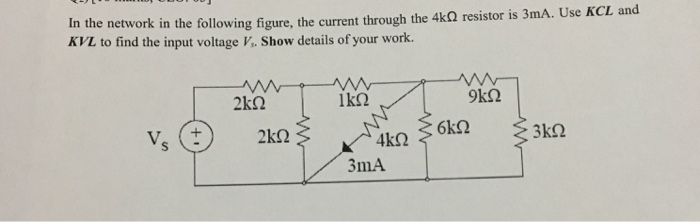 Solved Use KVL & KCL to find the value of Vs in the circuit | Chegg.com
