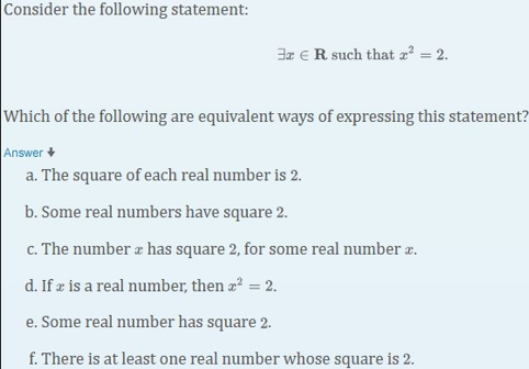Solved Consider the following statement:EExinR such that | Chegg.com