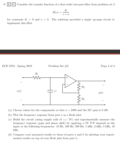 9. | L| | C| Consider the transfer function of a | Chegg.com