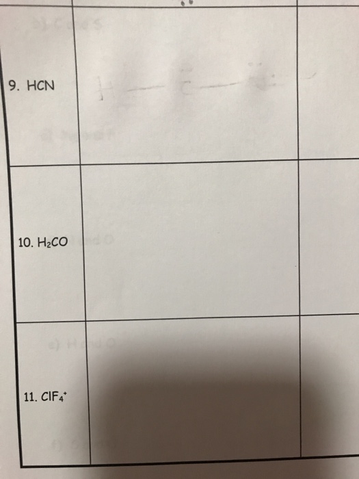 Solved 9. HCN 10. H2CO 11. CIF4 | Chegg.com