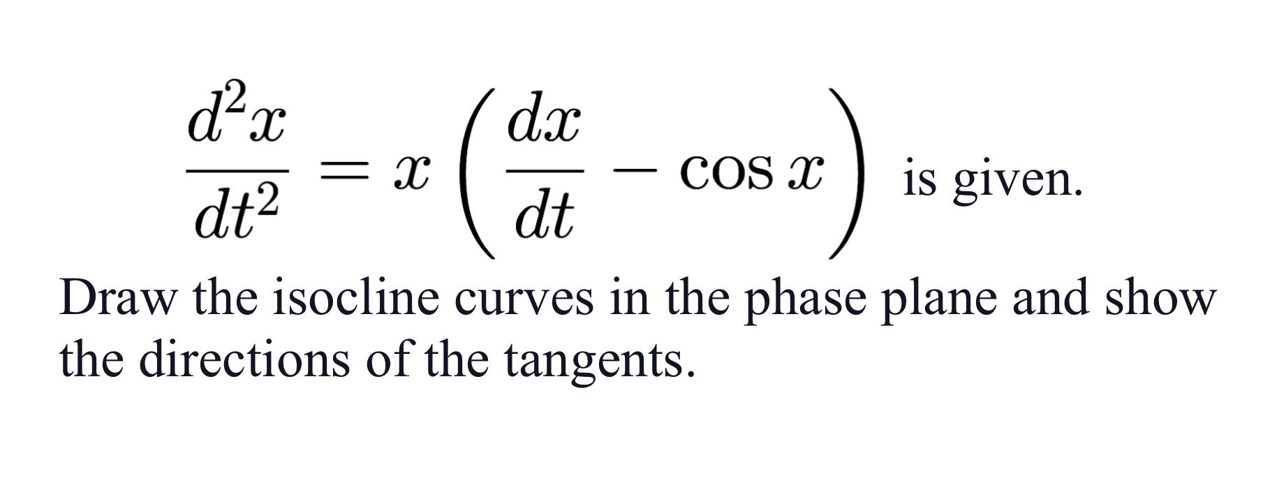 Solved d²x dx = X COS X is given. dt2 dt Draw the isocline | Chegg.com