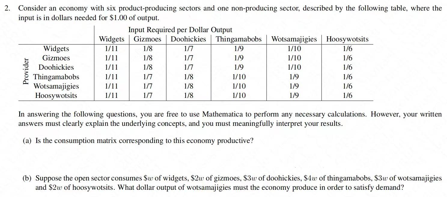 Consider an economy with six product-producing | Chegg.com
