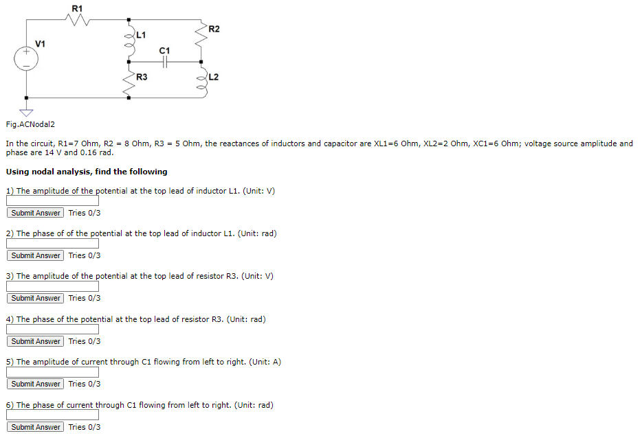 Solved rig.ACNodal2 In the circuit, R1=7 Ohm, R2 = | Chegg.com