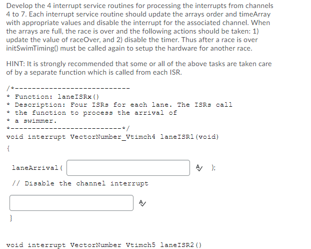 Develop the 4 interrupt service routines for | Chegg.com