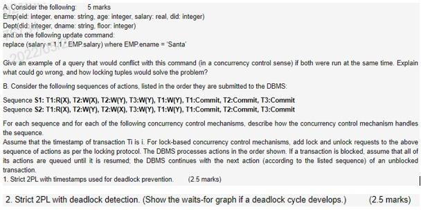 Solved A Consider the following: 5 marks Emp(eid: integer, | Chegg.com