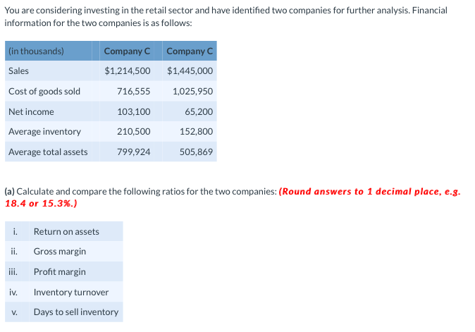 Solved You are considering investing in the retail sector | Chegg.com