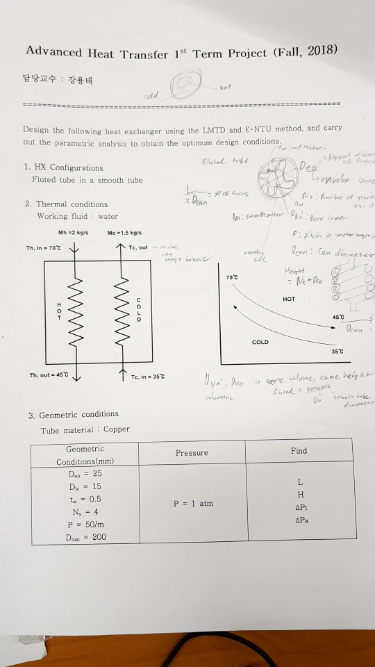 Advanced Heat Transfer 1st Term Project (Fall, 2018) | Chegg.com