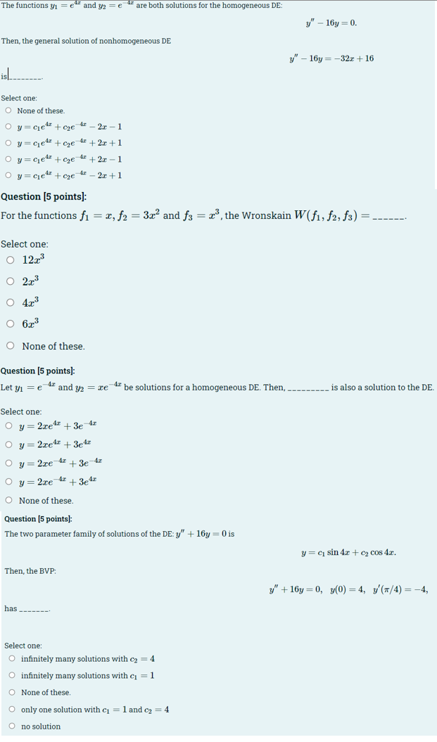 Solved The functions yi = eand y2 = e are both solutions for | Chegg.com