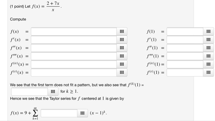 Solved 27x (1 point) Let f(x) = Compute f(x) f'(x) f" (x) = | Chegg.com