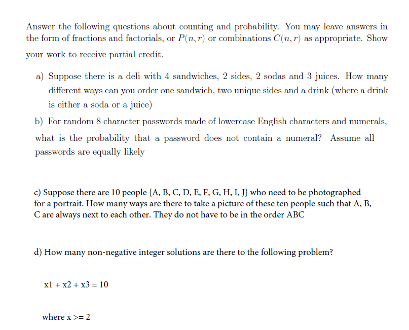 Solved Answer the following questions about counting and | Chegg.com