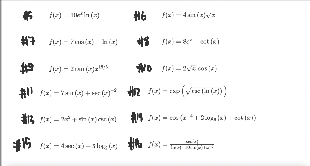 Solved if f(x)=10exln(x) \&b f(x)=4sin(x)x H7 | Chegg.com Solved if f(x)=10exln(x) \&b f(x)=4sin(x)x H7 | Chegg.com