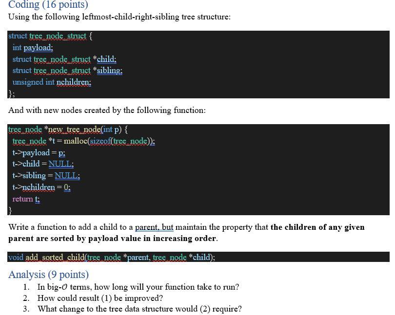 Coding (16 points) Using the following | Chegg.com