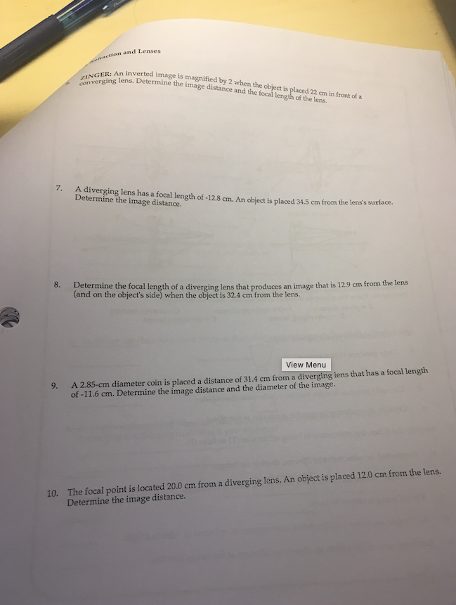 Solved INCLUG. in inverted image is magnified by 2 when the | Chegg.com