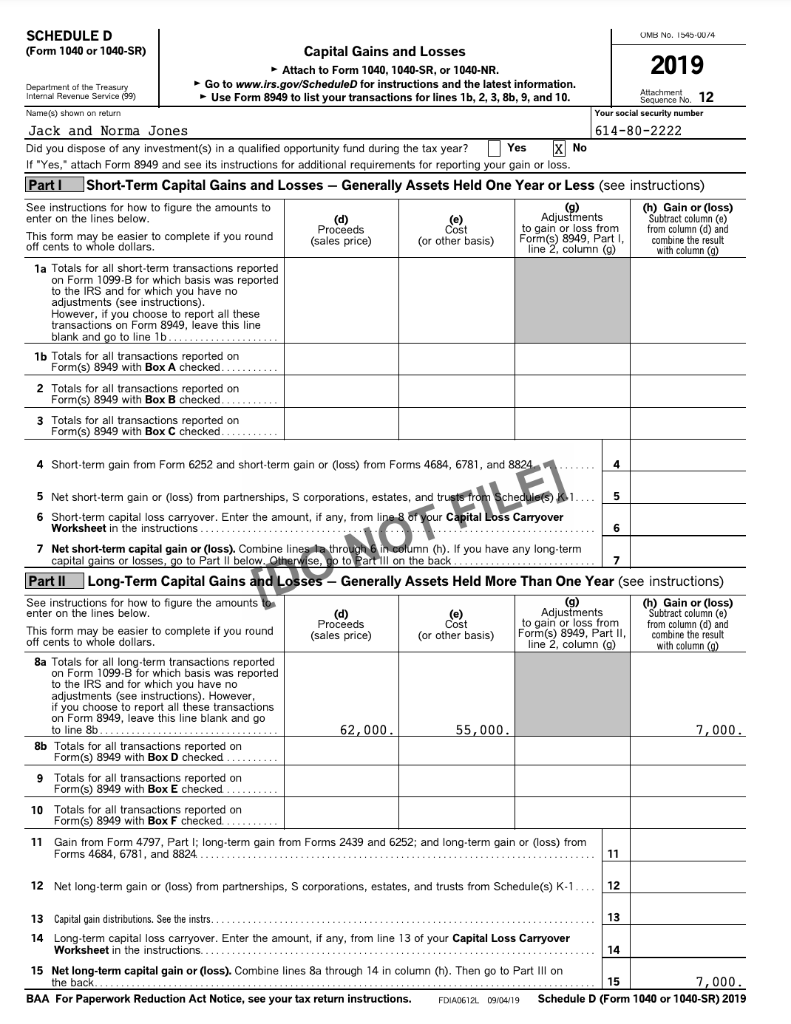 Based on the 2019 Form 1040 with supportive forms and | Chegg.com