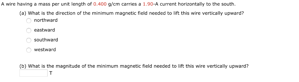Solved A wire having a mass per unit length of 0.400 g/cm | Chegg.com