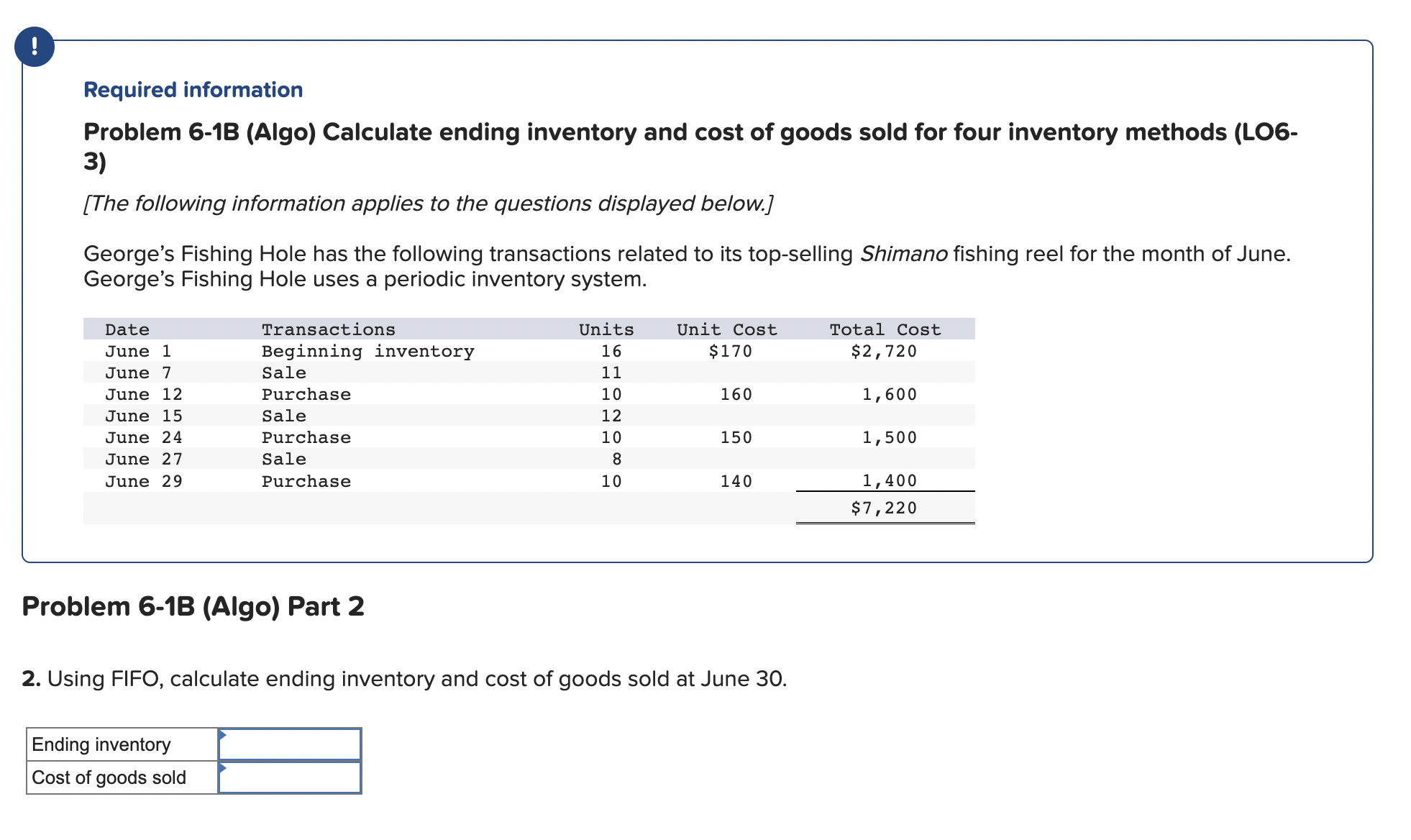 Solved Required information Problem 6-1B (Algo) Calculate | Chegg.com