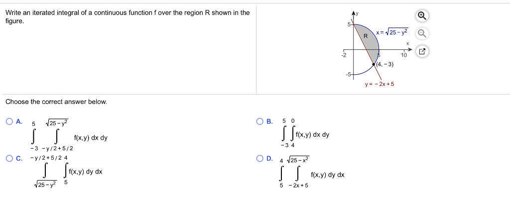 Solved Write an iterated integral of a continuous function f | Chegg.com