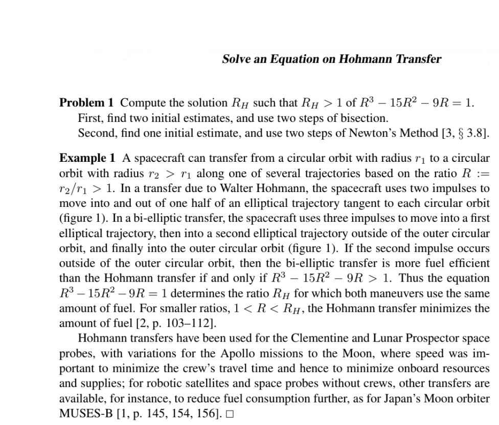 Solved Solve an Equation on Hohmann Transfer Problem 1 | Chegg.com